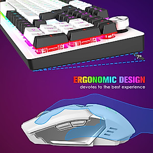 FELICON Rechargeable 2.4G Wireless Keyboard and Mouse Combo Suspended Keycap Mechanical Feel Backlit Gaming Keyboard & Mouse Adjustable Breathing Lamp for Laptop Computer and Mac