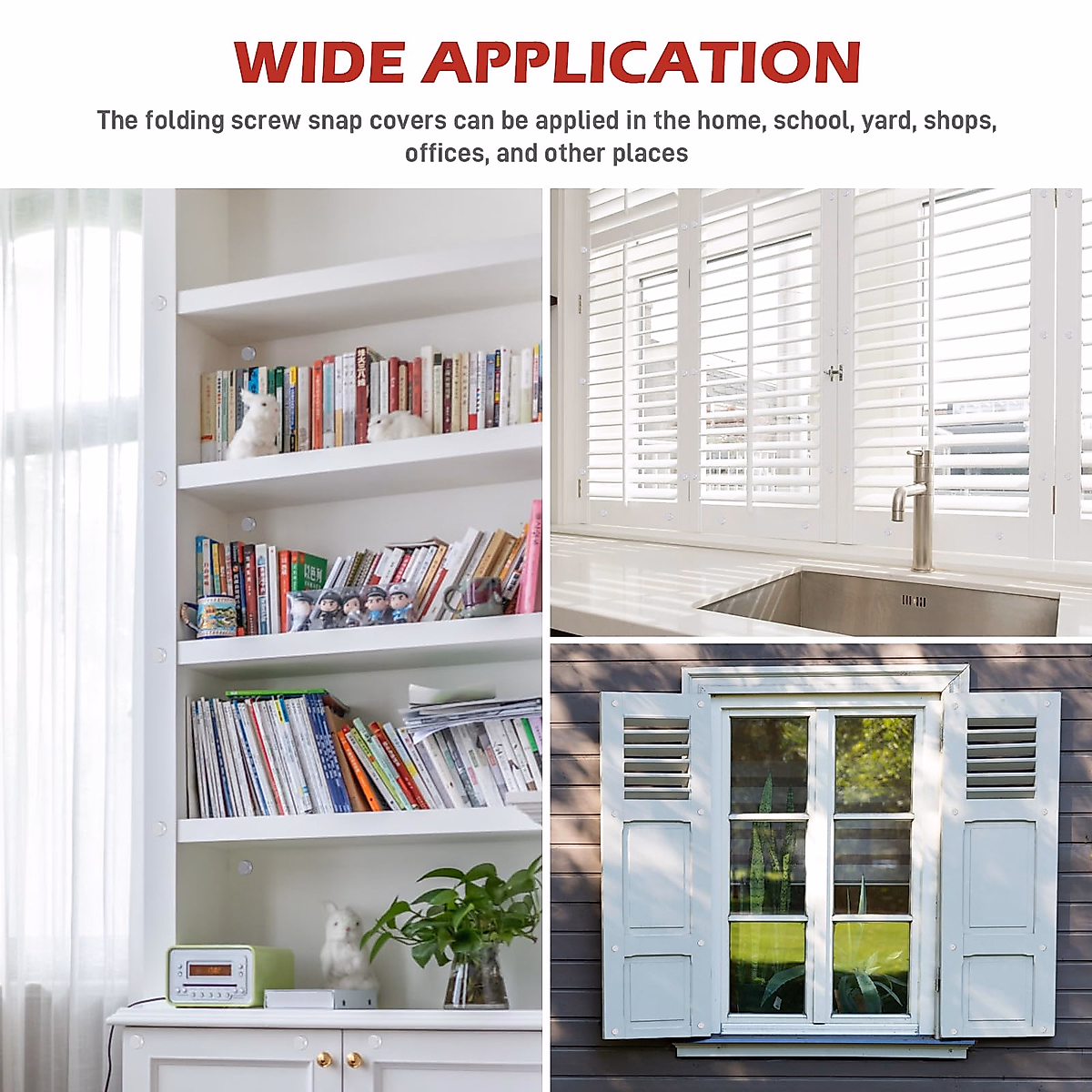 Aleric 100pcs Screw Caps, 5mm ID Plastic Hinged Screw Cover Caps, Folding Shutter Screw Covers Cap Snap Washer Covers Flip Tops for Covering Screw Heads, Screw Protection Caps (Medium, Black)