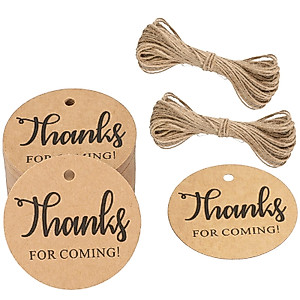 Thank You for Celebrating with Us Tag,Original Design Paper Gift Tag,100 PCS Kraft Tags with 100 Feet String for Wedding,Baby Shower, Party Favor (White)