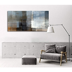 Muolunna A62275 Canvas Prints Abstract Wall Art Print Paintings Grey and Brown Home Decor Stretched and Framed Ready to hang for Living Room Bedroom and Office Home Kitchen Artwork 30x60inch
