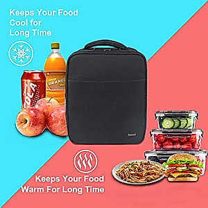 Hsmienk Lunch Box for Men, Large Lunch Bag for Adults Water Resistant Insulated Lunch Bag, Reusable Lunch Box Portable Lunchbox Tote Bag with Adjustable Shoulder Strap for Office Work, Black