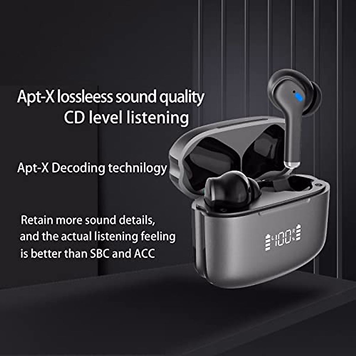 GDJBA Ear Buds Wireless Bluetooth Earbuds 5.3 Bluetooth Headphones with Noise Cancelling Microphone HiFi Sound Quality 60 Hours Listening Waterproof Compatible with iPhone/Android