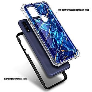 NZND Compatible with Motorola Moto G Go (AT&T XT2163-7 6.5") with [Built-in Screen Protector], Full-Body Protective Shockproof Rugged Bumper Cover Case (Sapphire)