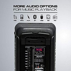 Party Speaker by Dolphin, Portable Bluetooth Speaker on Wheels with Sound Activated Light Show (SP-2100RBT)