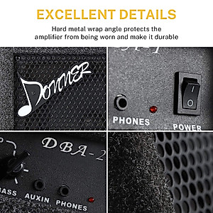 Donner 25W Bass Guitar Amplifier DBA-2 Electric Practice Bass Combo AMP With Cable