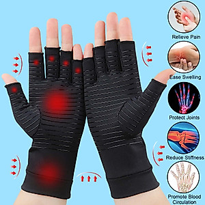 Semikk 2 Pair Compression Gloves for Women Men, Copper Arthritis Gloves for Rheumatoid Arthritis Osteoarthritis Carpal Tunnel