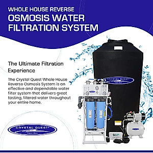 Crystal Quest Whole House Reverse Osmosis Water Filtration System | 165 Gallon Water Tank + Water Pump | Sediment & Carbon Filter - 750 GPD