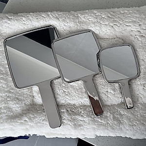 lasenersm 1 Piece Hand Mirror with Handle Square Hand Held Mirror for Makeup Hairdressing Handheld Mirror with Handle Stylish Hand Mirror for Women for Home Hair Salon Use, 3.9 x 6.7 Inches