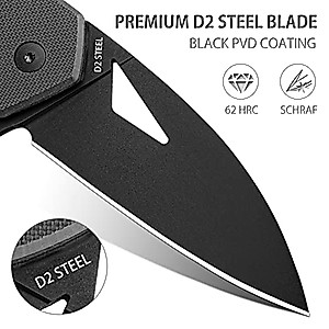 LOTHAR Pocket Knife - Engraved BEST DAD EVER - 2.98'' D2 Steel Blade EDC Knife with G10 Handle - Sharp Folding Knife for EDC - Great Gifts for Dad and Men