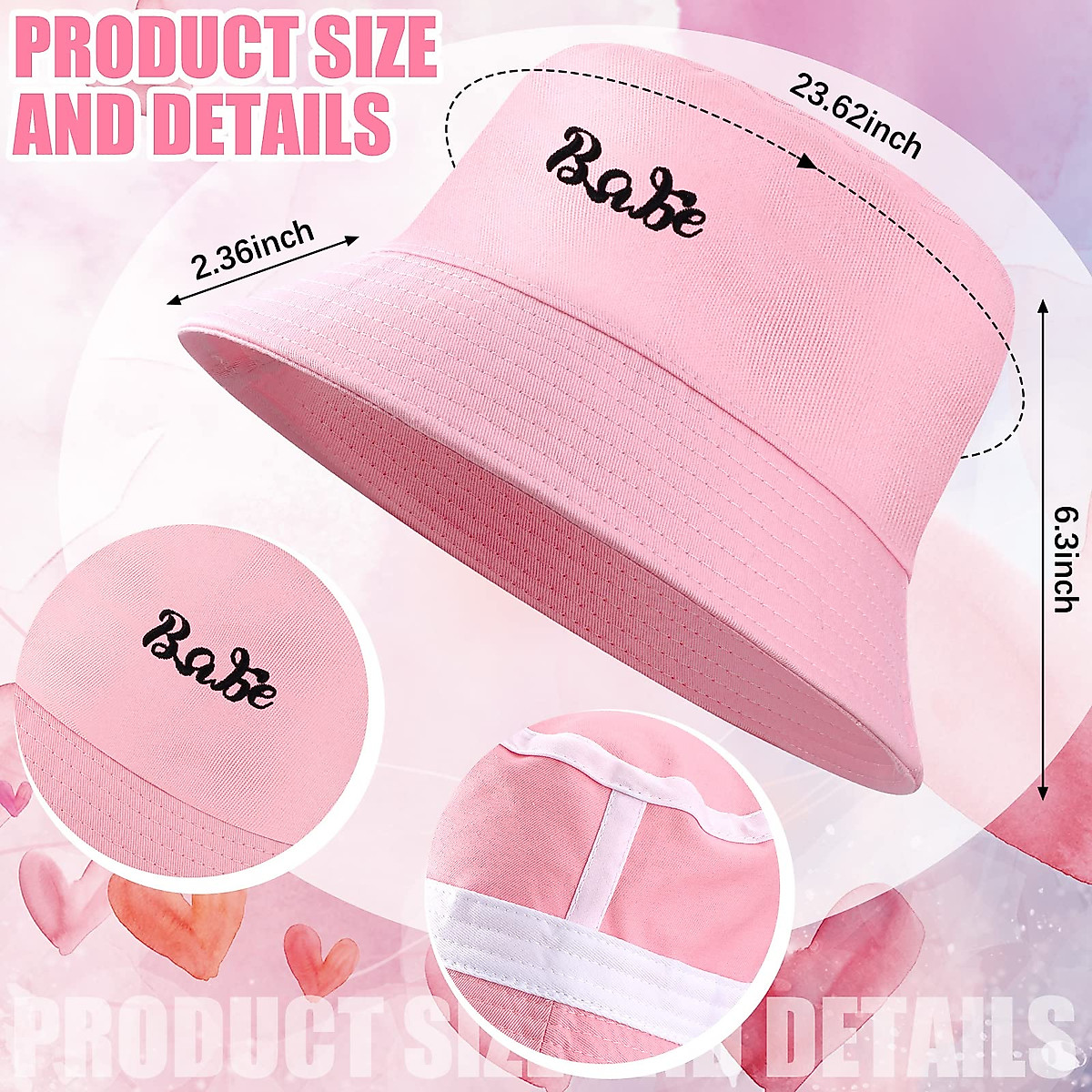Retisee Bachelorette Bucket Hats Bride to Be Hat Bridesmaid Babe Hats Bachelorette Gifts Party Decorations(12 Pcs) White, Pink