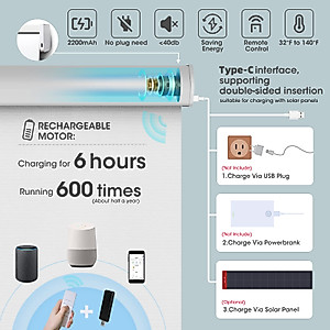 Motorized Blinds with Remote: Canisteo Battery Powered Control Electric Smart Roller Shades Remote for Windows Cordless 100% Blackout, White, 20'' W X 72'' H (WM25/L)