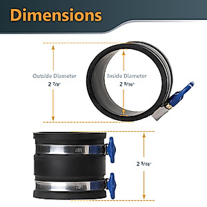 POWERTEC 70402 4" Hose to 2-1/2" Hose Cone Reducer and 2-1/2" Dust Control Flex Cuff with Adjustable Key Hose Clamps for Dust Collection on Power Tool and Vacuum