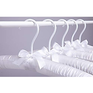 Cocomaya 17 Inch Extra Large Anti Slip Satin Padded Bridal Wedding Dress Hanger No Bumps for Dress Coats, Sweaters Pack of 5 (White, 5)