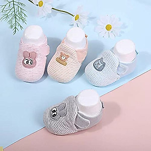 Lykmera Baby Shoes Infant Girls Boys Floor Shoes Cotton Shoes Plus Velvet Warm Soft Sole Cotton Shoes Walking Shoes (Grey, 9-12 Months)