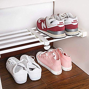 TabEnter Adjustable Shelf Organizer Expandable Closet Shelf and Rod with No Drilling for Wardrobe Cupboard Kitchen Bookcase (10.3" - 14.9")