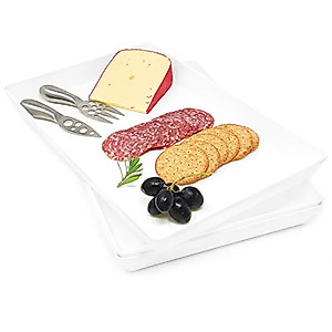 Youngever 3 Pack Plastic Serving Trays, Serving Platter for Parties, Sturdy ABS Material, 15 inch x 10 inch (White)