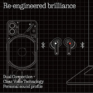 Nothing Ear 2 Wireless Earbuds Active Noise Cancellation to 40 db, Bluetooth 5.3 in Ear Headphones with Wireless Charging,Dual Connection 36H Playtime IP54 Waterproof Earphones for iPhone & Android