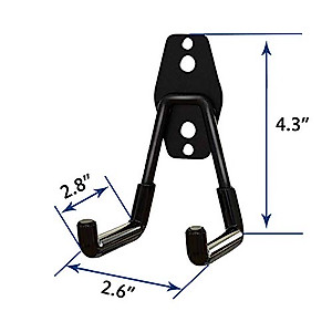 2 Pack Garage Storage Utility Hooks，Garage Garden Tool Organizer，Steel Wall Mount Hooks, Garden Small U Hooks (Black)