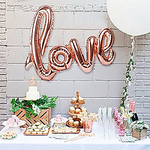 Valentines Day Decorations, 40 Inch Rose Gold Love Balloons Kit – Pack of 20 | Rose Gold Valentines-Day Party Supplies, Heart Shaped and Latex Balloon kit | Wedding, Bridal Shower Decorations