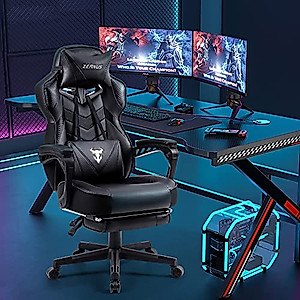 Zeanus Gaming Chairs with Footrest Recliner Computer Chair for Adults Massage Gaming Chair Big and Tall Gaming Chair Ergonomic Office Gamer Chair for Heavy People Recliner Racing Gaming Chair Black