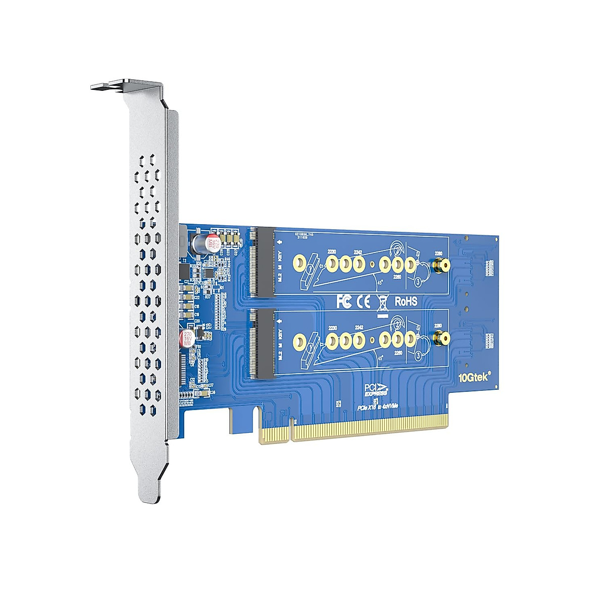 PCIe 3.0 to NVMe (4) M.2 Adapter for M.2 (M Key) SSD, PCIe X16, Requires Motherboard BIOS Support for Bifurcation