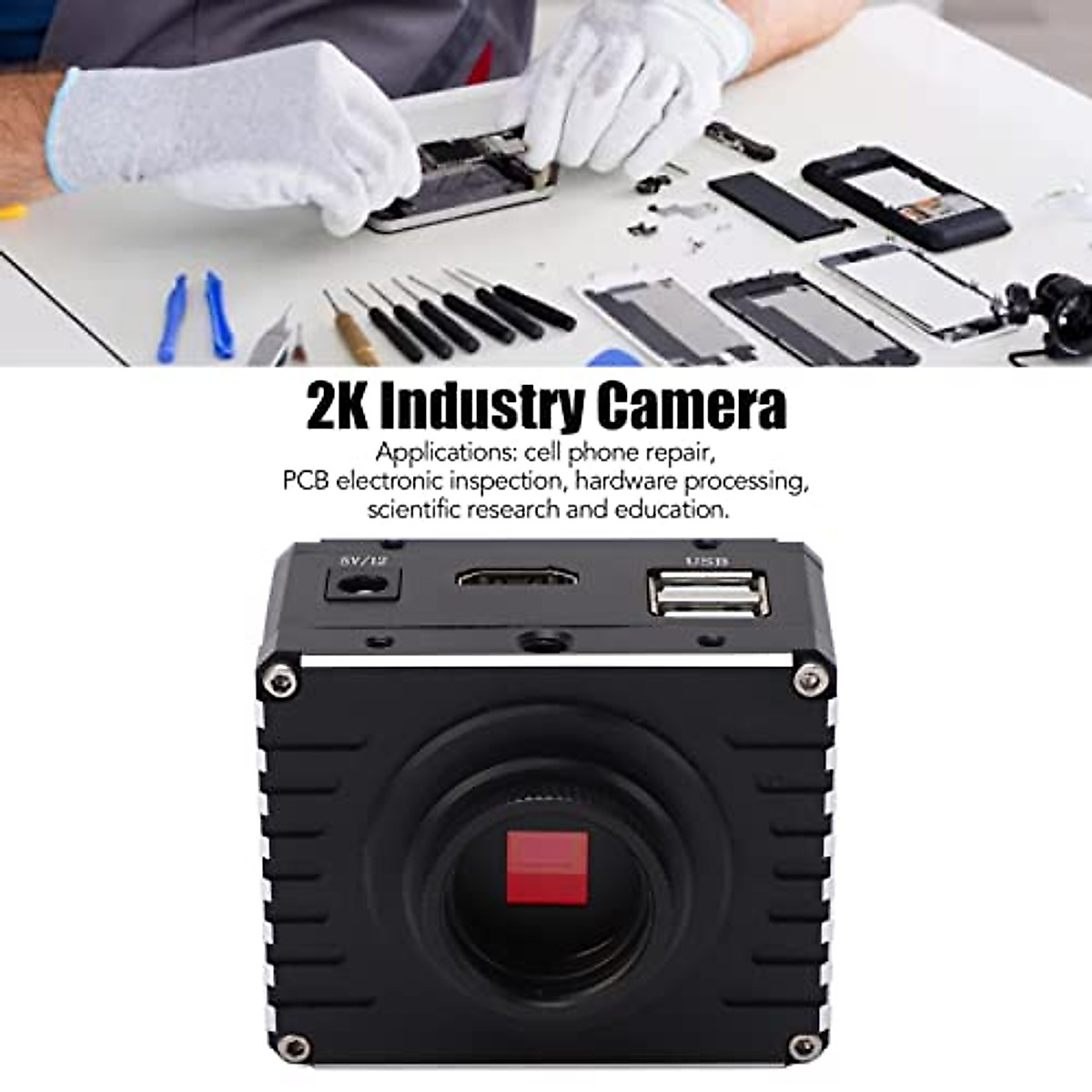 Industrial Microscope Camera, Aluminum Alloy Image Comparison Industry Camera HD Real Time Output for Research