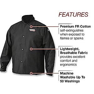 Lincoln Electric unisex adult Traditional Large FR Cloth Jacket, Black, Large US