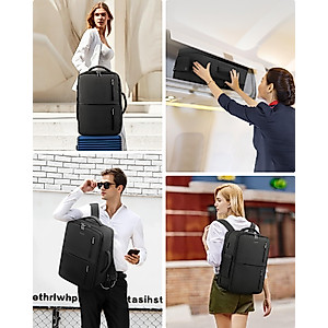 LOVEVOOK Travel Backpack for Women Men, Carry On Backpack 17Inch Laptop Backpacks Luggage Backpack Suitcase with Shoe Compartment with 6 Packing Cubes, with USB Port Flight Approved, Black