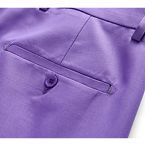 Mens Dress Pants Slim Fit Tuxedo Trousers for Business Dance Prom Wedding Size 34 Lilac