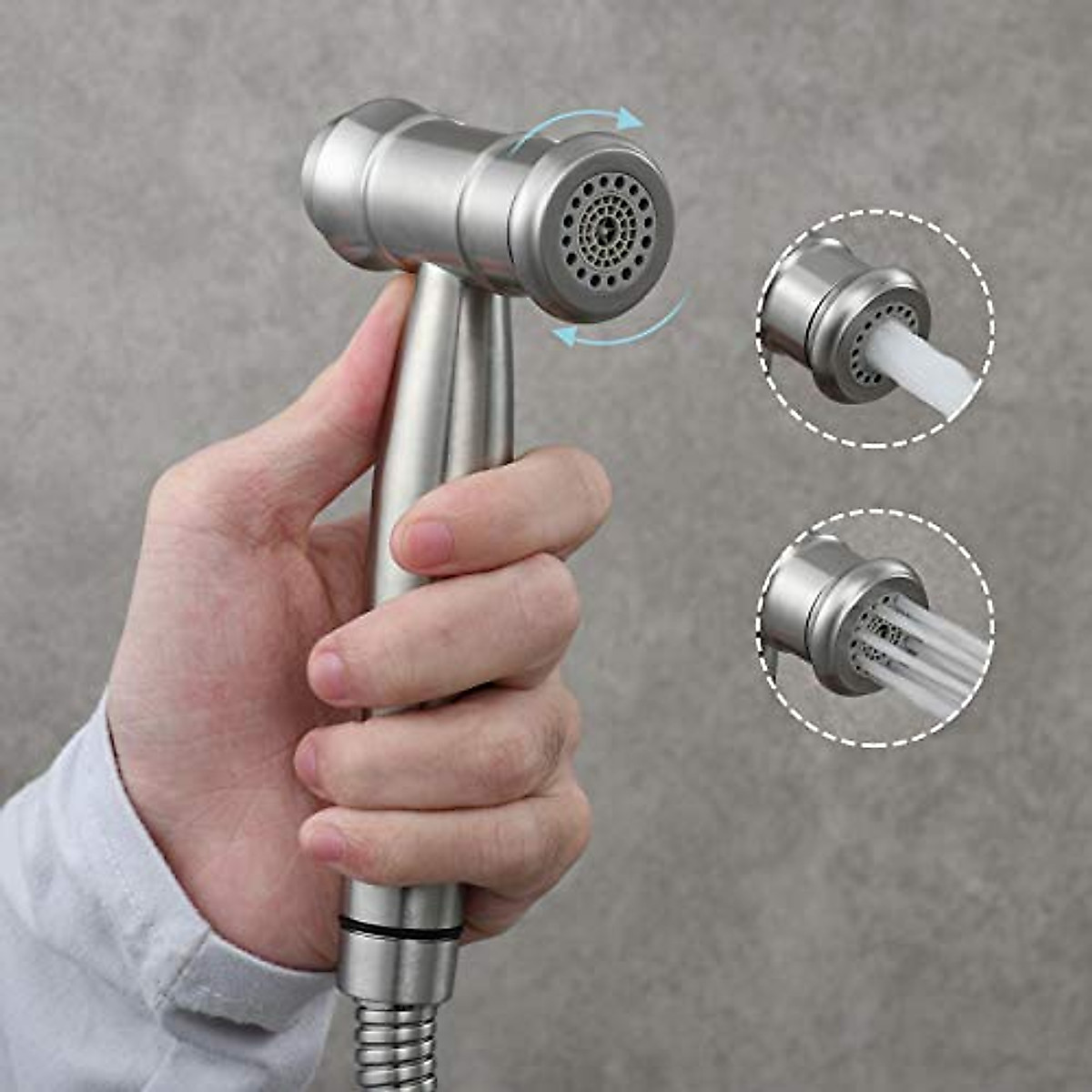 Tecmolog Stainless Steel Toilet Sprayer Kit Hand Held Bidet Sprayer for Toilet Hot and Cold Water Diaper Sprayer Shattaf Bathroom Attachment, Brushed Nickel, WS035F