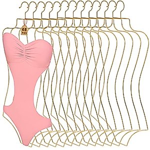 Body Shape Bikini Hanger Wire Body Shape Display Hangers Metal Lingerie Hangers Bathing Suit Hangers Swimsuit Hanger Bikini Swimwear Hanger for Clothes Coat(Gold, 16 Pcs)