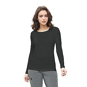 Natural Uniforms Women's Under Scrub Tee Crew Neck Long Sleeve T-Shirt (Black, X-Large)