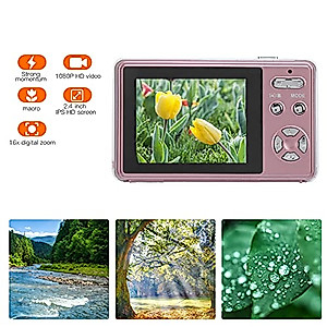 40MP Digital Camera 2.4 Inch Screen Mini Video Camera with 16x HD Digital Zoom 32GB Digital Cameras for Photography (Pink)