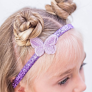 FROG SAC 4 Butterfly Headbands for Girls, Adjustable Non Slip Glitter Headband for Kids, Cute Nonslip Little Girl Hair Accessories, Thin Head Band Hairbands