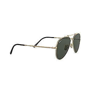 Ray-Ban RB8125M Titanium Aviator Sunglasses, Gold Demigloss/Polarized G-15 Green, 58 mm