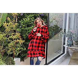 Oversized Blanket Sweatshirt, Super Soft Warm Cozy Wearable Sherpa Hoodie for Adults & Teens, Reversible, Hood & Large Pocket, One Size