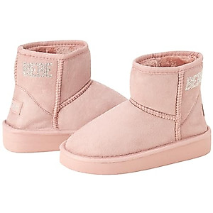 bebe Girls' Winter Boots - Faux Shearling Ankle Booties - Platform Short Boots for Girls - Fuzzy Fashion Boots (11-4), Size 4 Big Kid, Blush