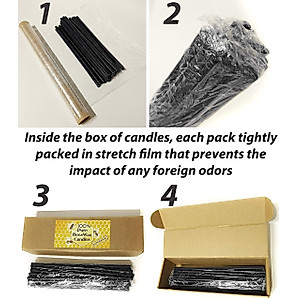 Natural Pure Beeswax Candles Organic Honey Eco Black Color Candles in Gift Box (Natural Cotton Wicks, Dripless, Smokeless, Not Taper Candles) (Black 8 Inches (20 cm) 30pcs)