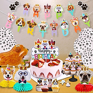 39 Pcs Dog Birthday Decorations Dog Birthday Party Supplies Puppy Party Favors, 2 Pcs Happy Birthday Banner 3 Pcs Birthday Honeycombs 9 Pcs Dog Balloons and 25 Pcs Cupcake Toppers for Kid Dog Lover