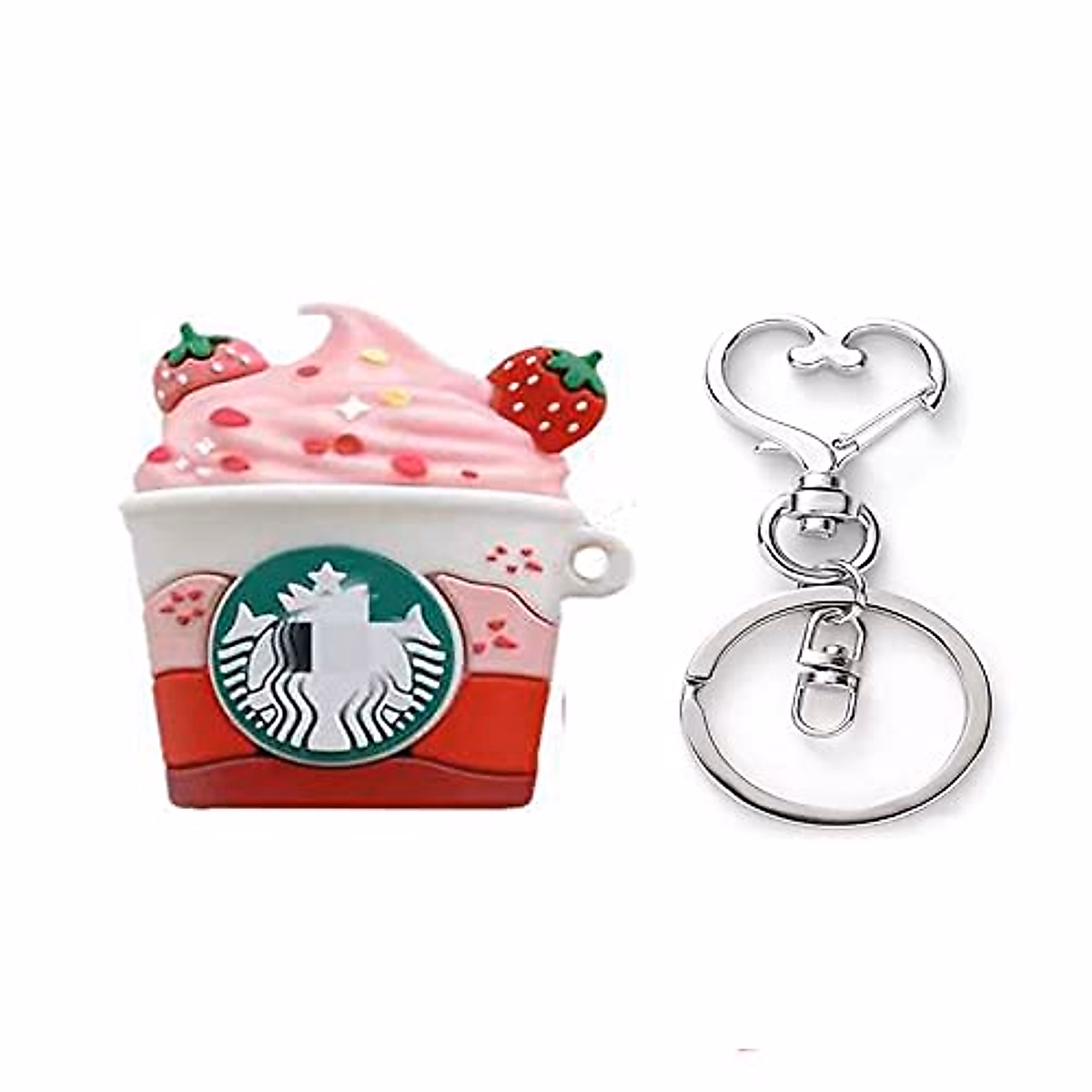 for Air pod 3 3rd Generation Case, Cute 3D Lovely Unique Cartoon for Air pod 3 Silicone Cover Fun Funny Cool Design Fashion Cases for Boys Girls Kids Teen for Air pod 3 (2021) (Strawberry Cup)