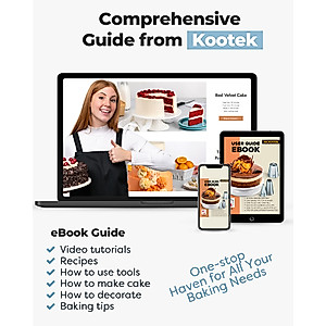 Kootek Cake Decorating Kit Baking Supplies Cake Turntable with 2 Frosting Straight Angled Spatula 3 Icing Smoother Scrapers Baking Accessories Tools for Beginners and Pros, Blue