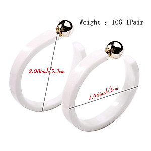 PEXKO Earrings Acrylic Marbled Earring Leopard Round Hoop Earrings (White)