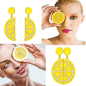 SENNI Cute Fruit Lemon Strawberry Watermelon Stud dangle Earrings Drop Earrings For Women Girls Gift Jewelry