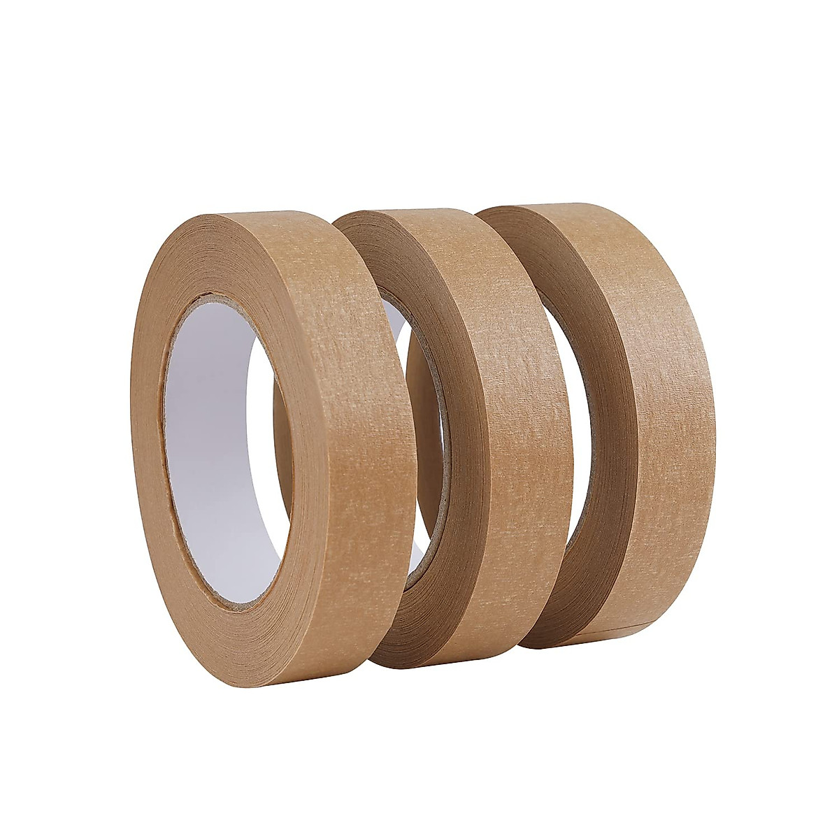 Lichamp 3 Pack Brown Painters Tape 1 inch, Brown Masking Tape 1 inch x 55 Yards x 3 Rolls (165 Total Yards)