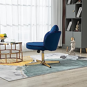 Swivel Shell Office Chair, Home Office Desk Chair, Modern Adjustable Computer Executive Chair with Wheels and Lumbar Support, Swivel Task Chair for Small Space, Living Room, Make-up, Studying, Navy