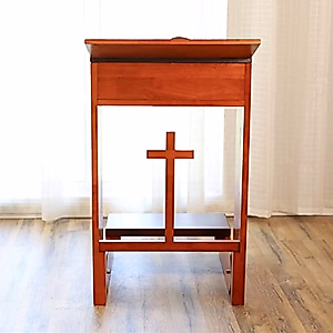 Prayer Bench Stool,Solid Wood Prayer Kneeler with Bench and Folding Table Top in Home,Church Prayer Table Chair Padded Kneeler Shelf for Kneeling at Home,Religious Gifts