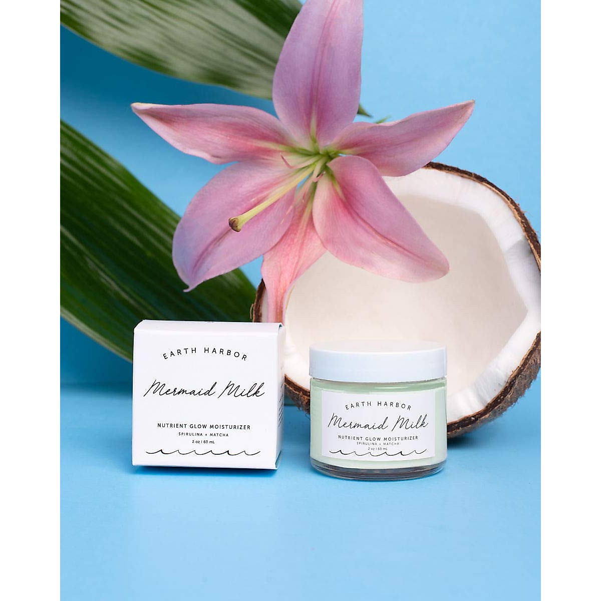 Earth Harbor | MERMAID MILK Nutrient Glow Moisturizer | Lightweight Botanical Hydration | Matcha and Spirulina | 100% Non-GMO + Plant-Based