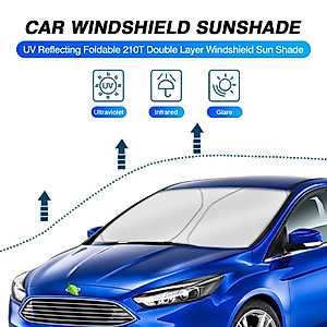 KUST Custom Fit Windshield Sun Shade for Ford Focus 2012-2018 Hatchback Accessories Window Shade Foldable Sun Visor Protector Blocks UV Rays Keep Your Car Cooler