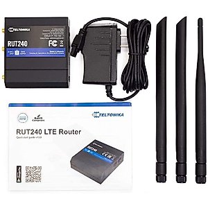 Teltonika RUT24002U000 Model RUT240 Industrial 3G/4G LTE Cellular Router for Verizon; Automatic Switch to Available Backup Connection; Wireless Access Point with Hotspot Functionality