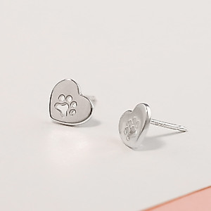 Boma Jewelry Sterling Silver Heart with Cut-Out Paw Stud Earrings